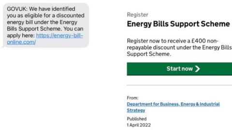 Warning over scam energy bill support messages - BBC News