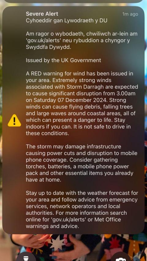 Storm Darragh: Emergency alert system used for red weather warning ...