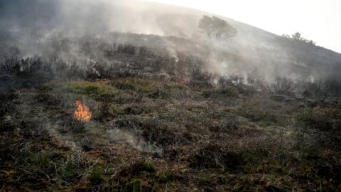 In pictures: Fire near Saddleworth Moor - BBC News