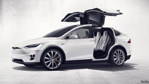 Tesla unveils Model X car with Falcon Wing doors - BBC News
