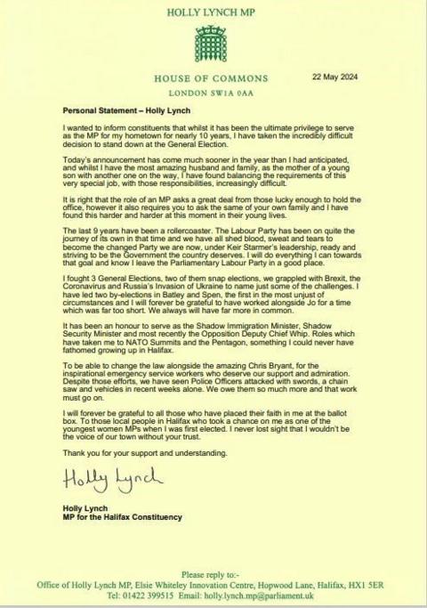 Halifax MP Holly Lynch steps down - BBC News