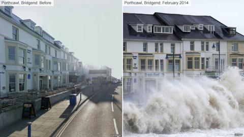 UK winter floods: Before and after the storms - BBC News