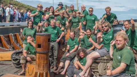 Largest replica Viking longship ever built visits Isle of Man - BBC News