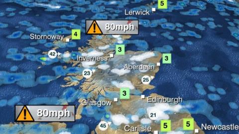 The UK's winter 'weather bomb' in maps - BBC News