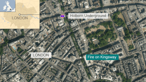 Holborn fire: Firemen will work 'most of the night' - BBC News