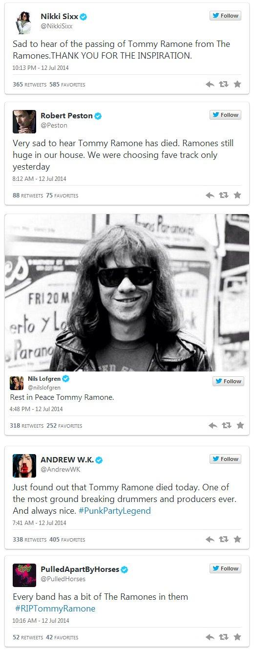 Tommy Ramone: Blondie and Chili Peppers lead tributes - BBC News