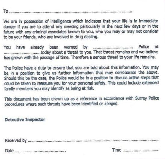 Police letters warn 1,900 people of 'threat to life' - BBC News