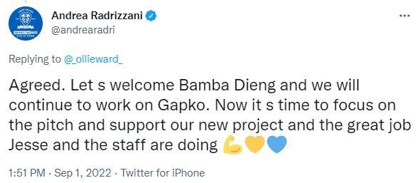 Leeds United: 'Let's welcome Dieng' - Radrizzani - BBC Sport