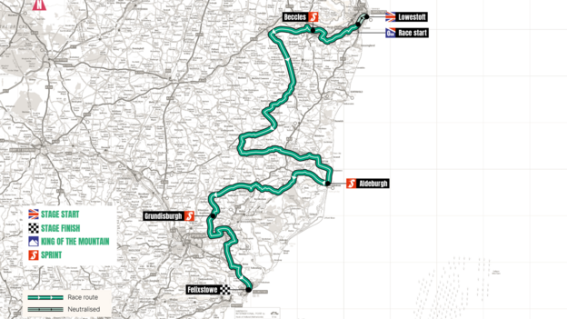 Suffolk road closures and restrictions for Tour of Britain Men - BBC News