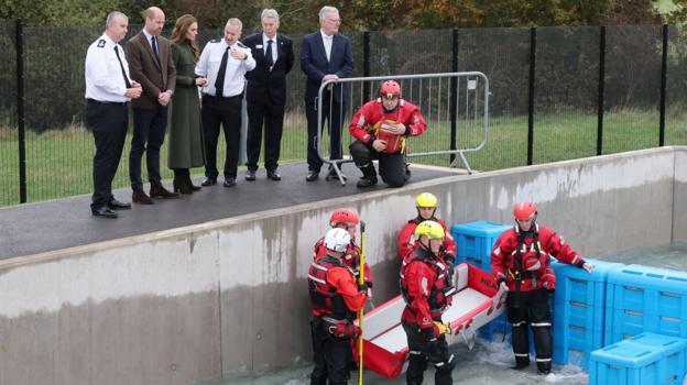 William and Kate: Royal couple meet young firefighters in NI - BBC News