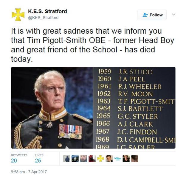 Actor Tim Pigott-Smith dies aged 70 - BBC News
