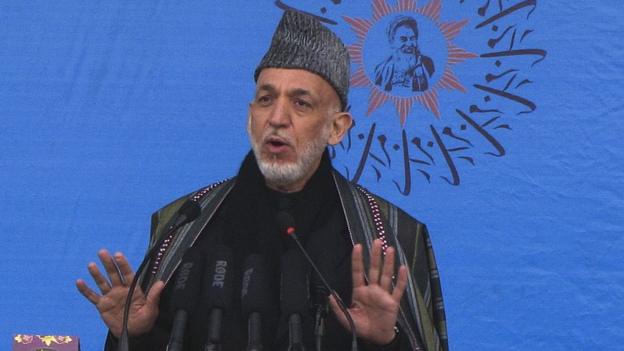 Former Afghan presidents mark anniversary of Taliban rule - BBC News