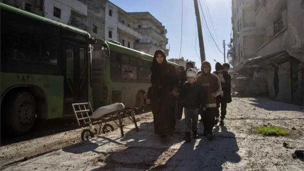 Aleppo battle: Evacuation continues as truce holds - BBC News