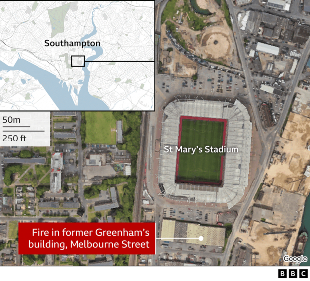 Southampton fire: Major fire postpones Saints match - BBC News