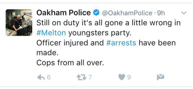 Police officers hurt breaking up 'youngsters party' fight - BBC News