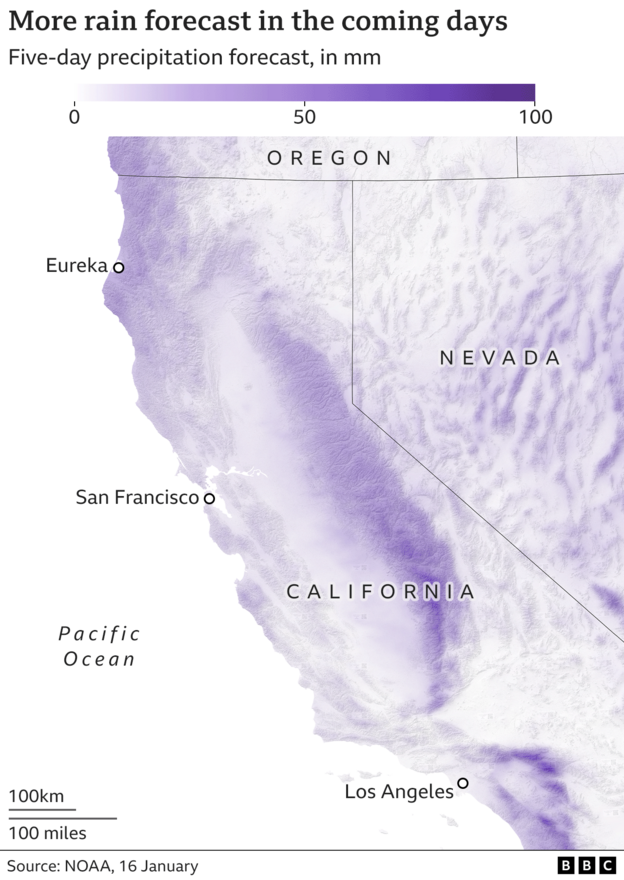 California’s devastating storm in maps and charts - BBC News