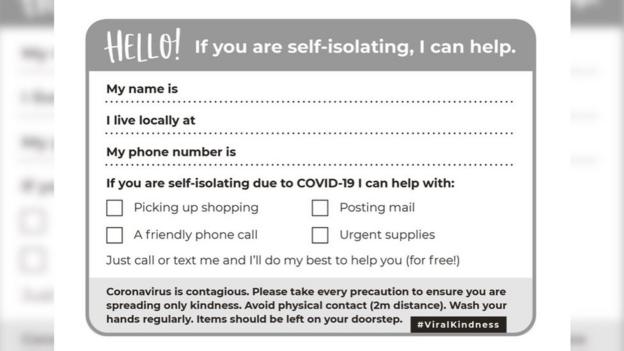 Coronavirus: Postcard bid to help self-isolating neighbours - BBC News
