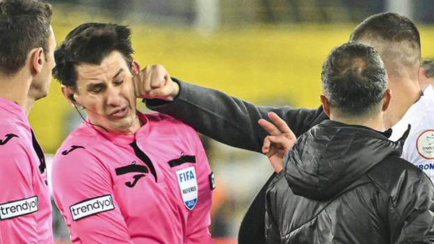 Turkish referee attack leaves crisis that goes beyond football - BBC News