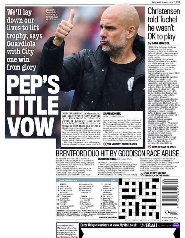 Monday's back pages - BBC Sport