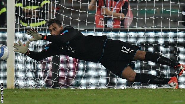 Gianluigi Donnarumma: AC Milan goalkeeper makes Italy debut at 17 - BBC ...