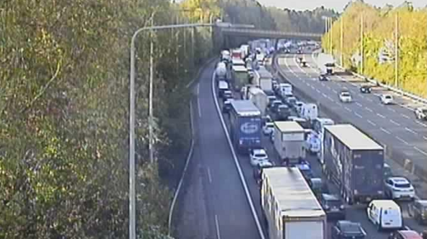 Queues clear after lorry fire on M1 slip road near Trowell Services ...