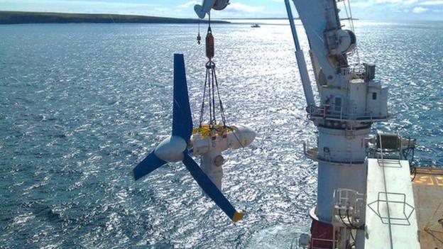 First electricity from tidal power scheme in Scotland - BBC News