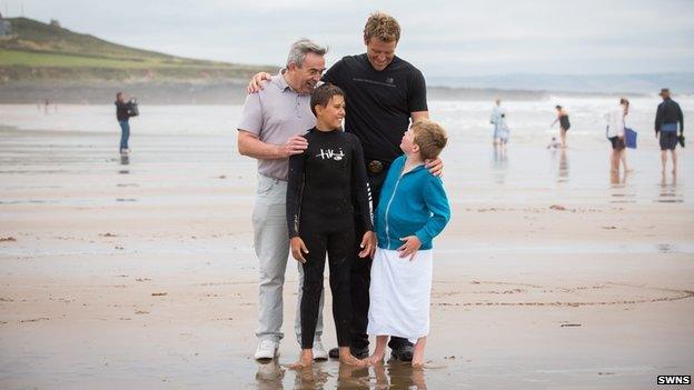 James Cracknell and son Croyde in Devon sea rescue drama - BBC News