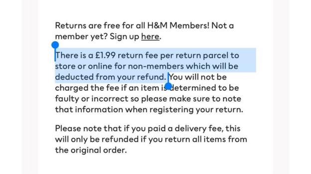 H&M in U-turn over online returns fee in store - BBC News