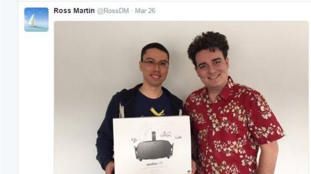 Oculus founder delivers first Rift headset in person - BBC News