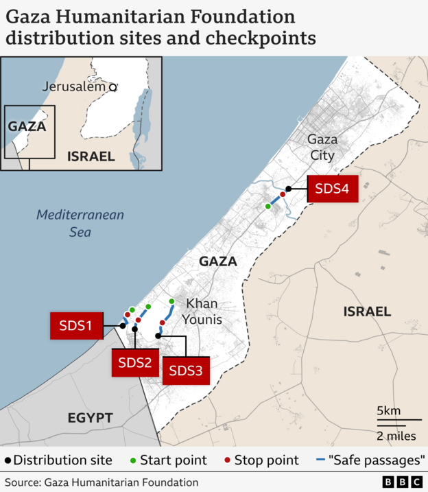 Chaos and gunfire after month of Gaza aid plan - BBC News