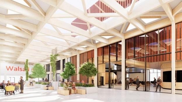 Walsall Council reveals draft images for Saddlers Centre revamp - BBC News