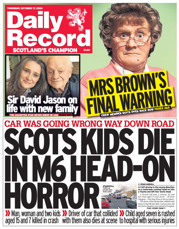 Scotland's papers: Scots die in M6 crash and budget 'backlash' - BBC News