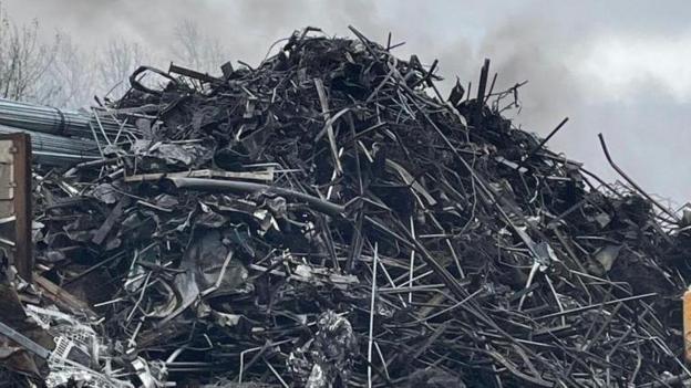Crews tackle scrap metal fire at Wolverhampton industrial site - BBC News