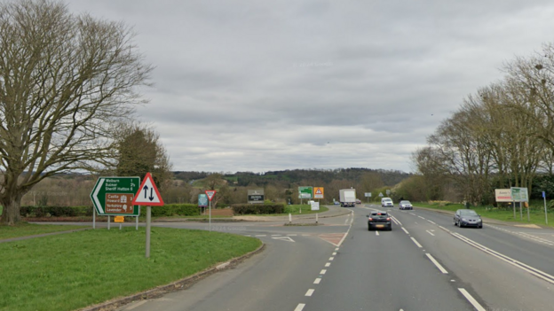 A64 Malton bypass closed in both directions after car hits tree - BBC News