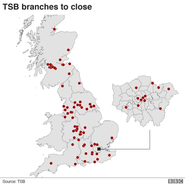 TSB branch closure locations revealed - BBC News