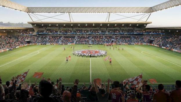 Luton Town stadium river rerouting plans submitted - BBC News