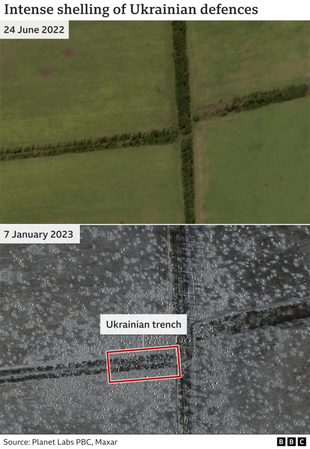 Ukraine war: Soledar devastation revealed in satellite images - BBC News