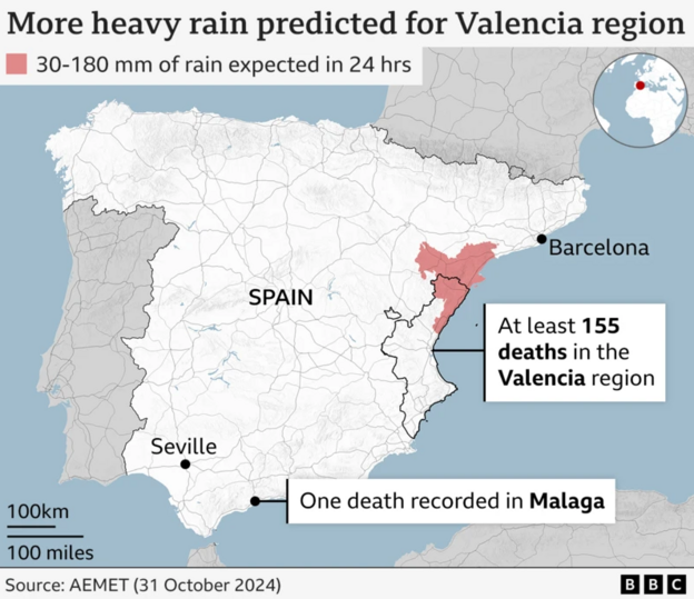 Spain floods: Nation mourns as death toll soars past 150 - BBC News