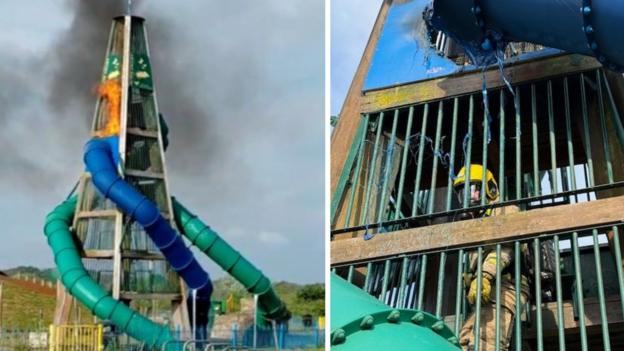 Alver Valley tube slide in Lee-on-the-Solent targeted in arson - BBC News