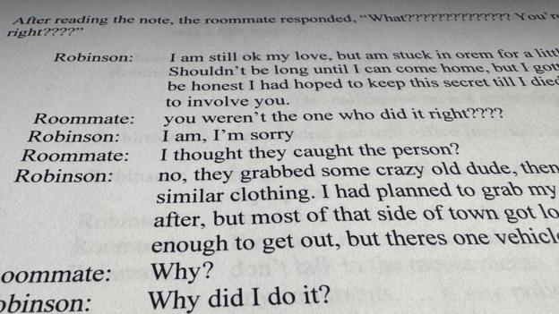 Read the text messages between Charlie Kirk accused and roommate - BBC News