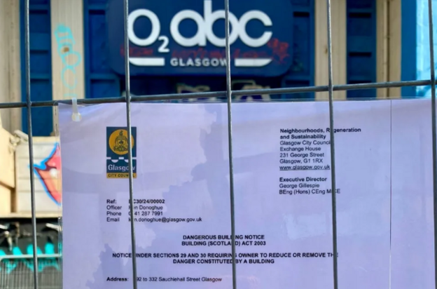 Fire-damaged O2 ABC served demolition notice - BBC News