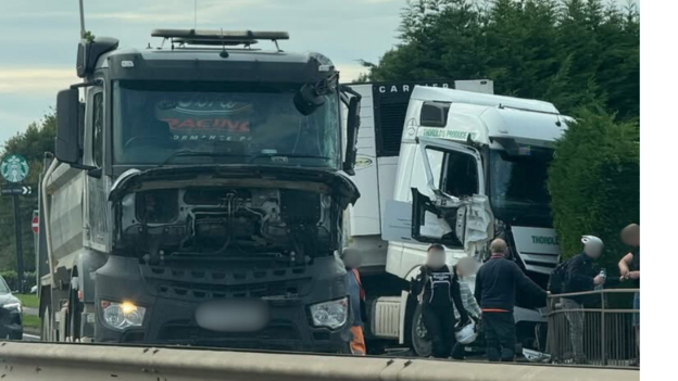 Part of A52 reopens after crash involving two lorries - BBC News