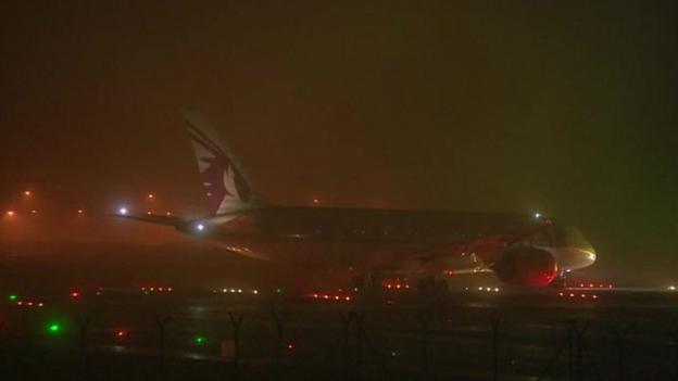 Manchester Airport: Heavy fog and runway 'defect' suspends flights ...