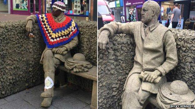 Beeston art trail yarn bomb binned - BBC News