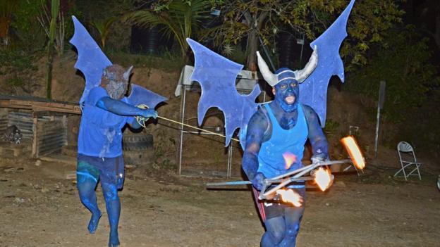 Trinidad and Tobago Carnival: Blue devils breathe fire into event - BBC ...