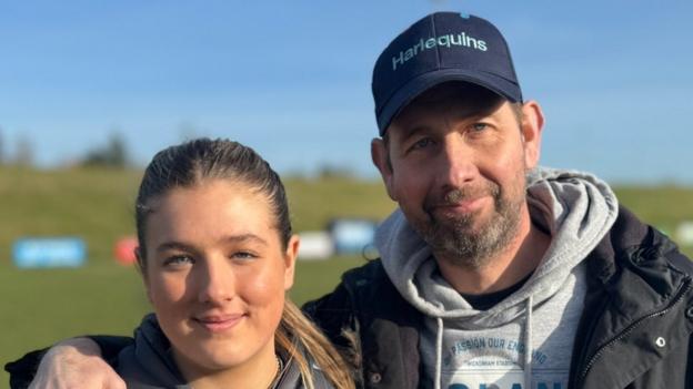 Fundraiser aims for rugby dad to see daughter play for England - BBC News