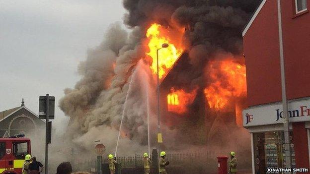 Five teenage boys arrested over Llanelli church fire - BBC News