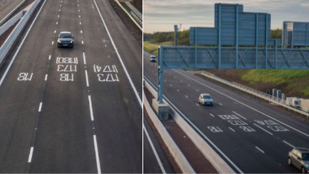 Temporary lights cause major delays at M74 junction - BBC News