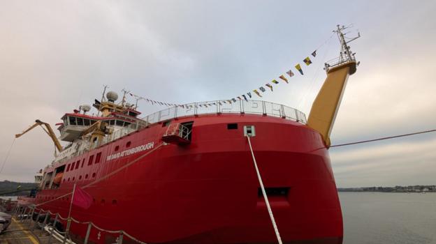 Sir David Attenborough ship visits Plymouth to restock - BBC News