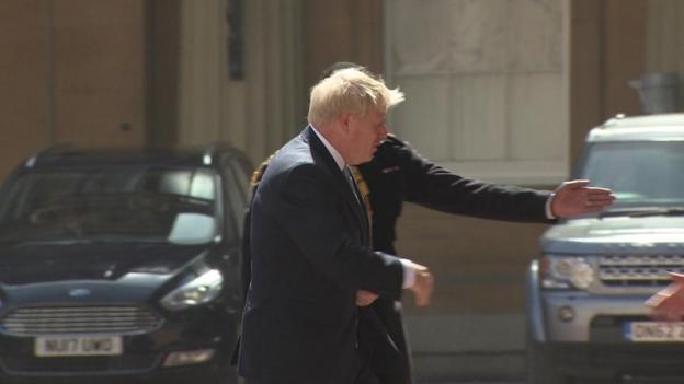 Boris Johnson: May bidding farewell before new PM takes office - BBC News